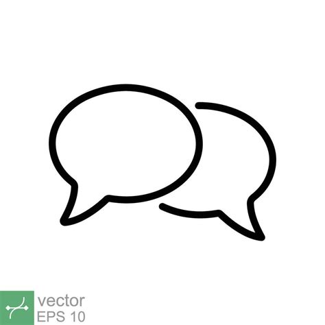 Talk Bubble Speech Icon Simple Outline Style Chat Speak Dialogue Balloon Cloud Dialog