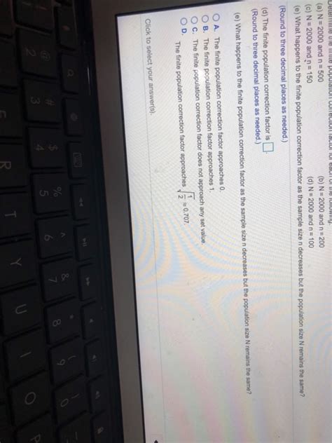 Solved When A Population Is Finite The Formula That Chegg
