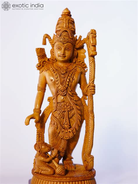 9 Bhagawan Shri Ram With Bhakta Hanuman Sandalwood Carved Statue