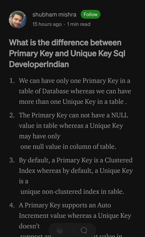 Sql Identity Primary Key Unique Key Mediumcom What Is Difference