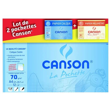 CANSON Lot de 1 pochette papier calque 12 feuilles A4 70g m² 1