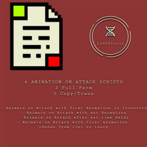 second life marketplace lifestorii animation on attach scripts