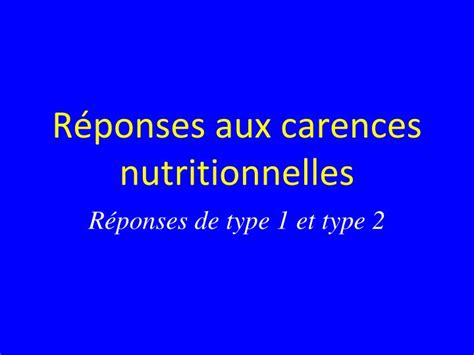 PPT Réponses aux carences nutritionnelles PowerPoint Presentation free download ID