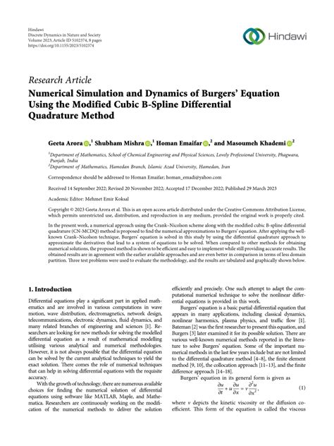Pdf Numerical Simulation And Dynamics Of Burgers Equation Using The Modified Cubic B Spline