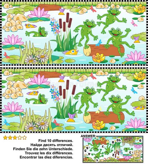 Two Happy Frogs In A Boat Picture Puzzle And Coloring Page Stock Vector