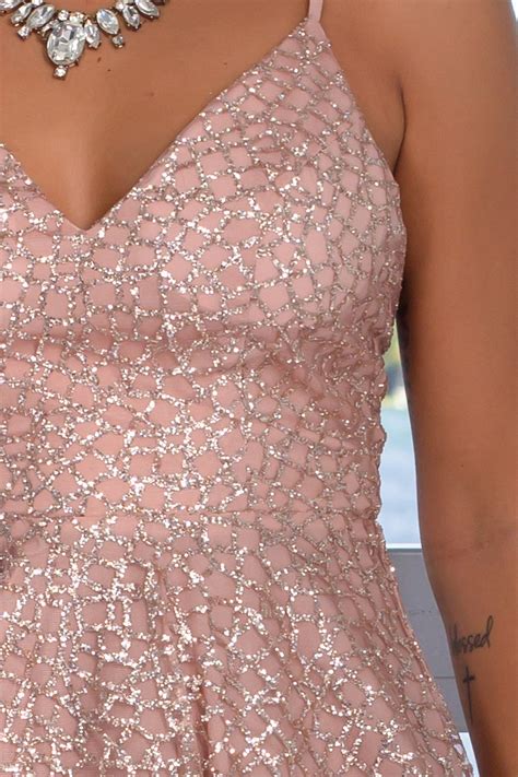 Rose Gold Glitter Short Dress Short Dresses Saved By The Dress