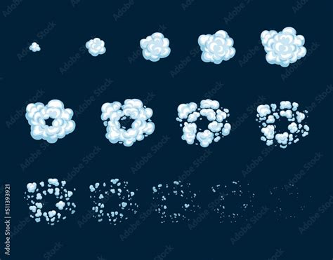 Plakát Cartoon Smoke Explosion Game Sprite Asset And Animate Effect