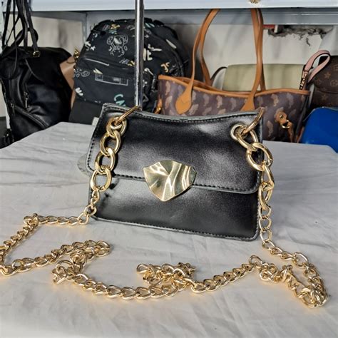 Cute Micro Mini Bag Black Micro Bag Gold Chain Womens Fashion Bags