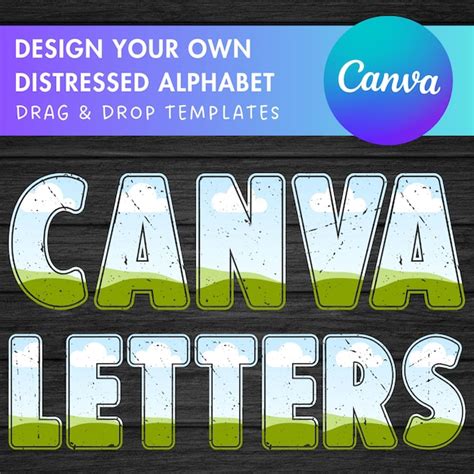 Canva Frames Grunge Alphabet Numbers Drag And Drop Etsy