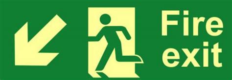 Buy Fire Exit Man Arrow Down Left Sign Flexible Photoluminescent Vinyl Mm X Mm From