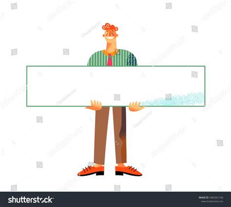 Man Holding Blank Placard Activist Protesting Stock Vector Royalty