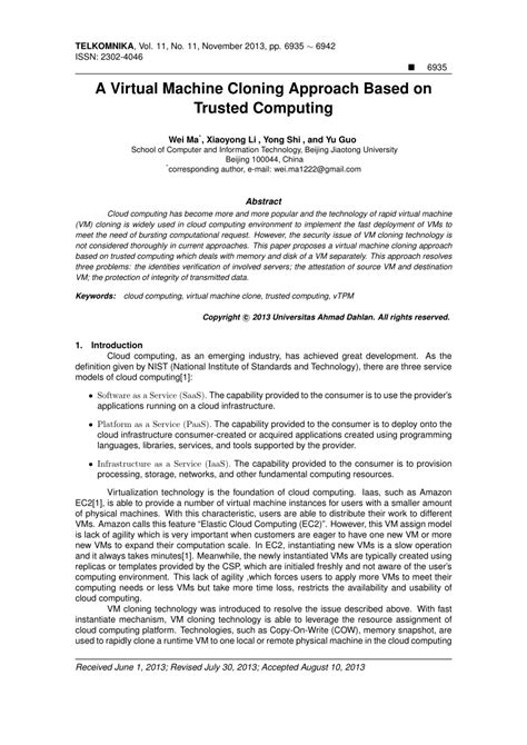 Pdf A Virtual Machine Cloning Approach Based On Trusted Computing