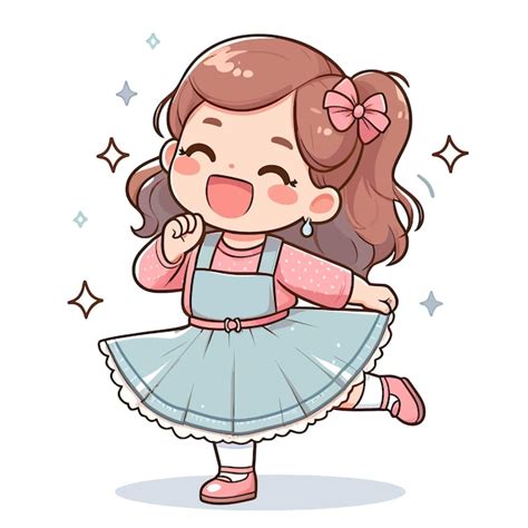춤추는 어린 소녀 프리미엄 벡터