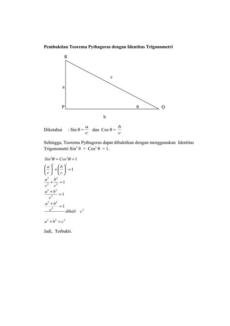 Pembuktian Teorema Pythagoras Dengan Identitas Trigonometri Pdf