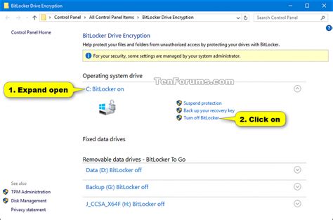 Turn On Or Off Bitlocker For Operating System Drive In Windows 10 Tutorials