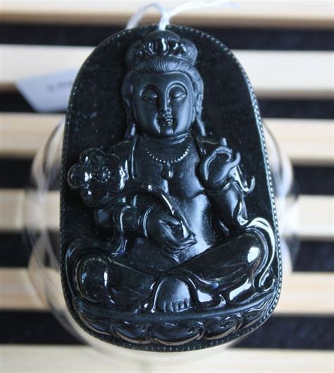 茗玉城天然a货缅甸翡翠玉男士墨翠墨玉观音项坠平安护身吊坠茗玉城