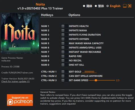 Noita Mods Cheat Gui Footholden