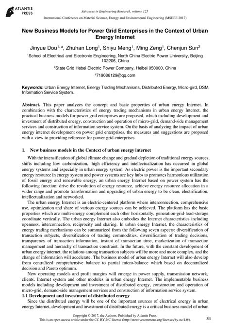 Pdf New Business Models For Power Grid Enterprises In The Context Of Urban Energy Internet