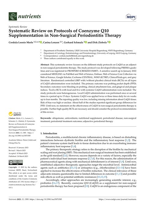 Pdf Systematic Review On Protocols Of Coenzyme Q10 Supplementation In