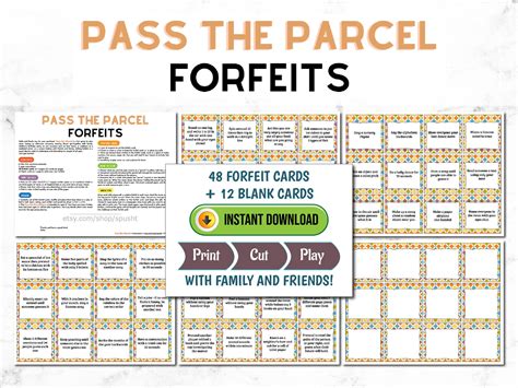 Pass The Parcel Game Forfeits Birthday Party Game Printable