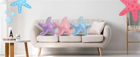 Aimuan Starfish Sequin Pillow Beach Themed Decorative Throw