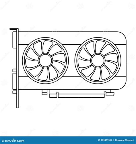 Graphics Processing Unit Or Gpu Computer Vector Illustration Outline Design Stock Vector