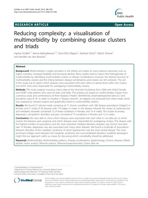 Pdf Reducing Complexity A Visualisation Of Multimorbidity By