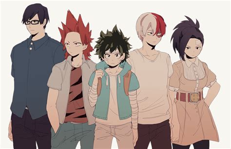Midoriya Izuku Yaoyorozu Momo Todoroki Shouto Kirishima Eijirou And