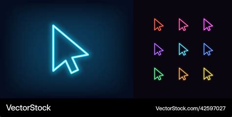 Outline Neon Mouse Cursor Icon Glowing Royalty Free Vector