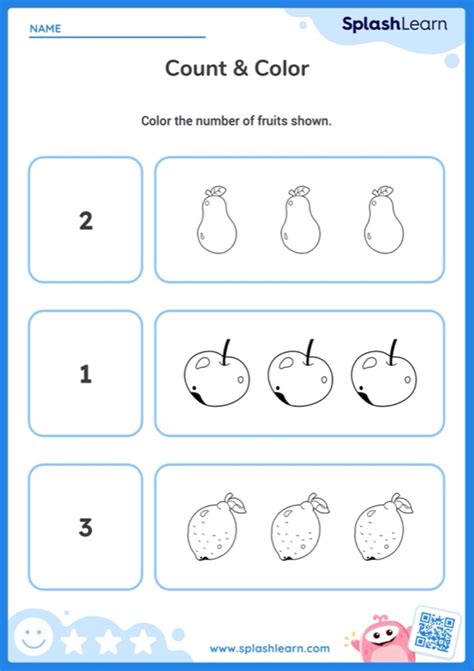 Count And Color Fruits Within 3 Worksheet