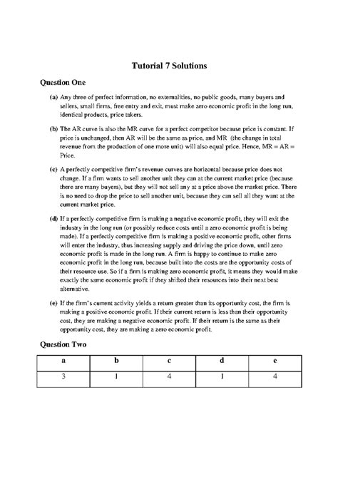 tutorial 7 solutions tutorial 7 solutions question one a any three