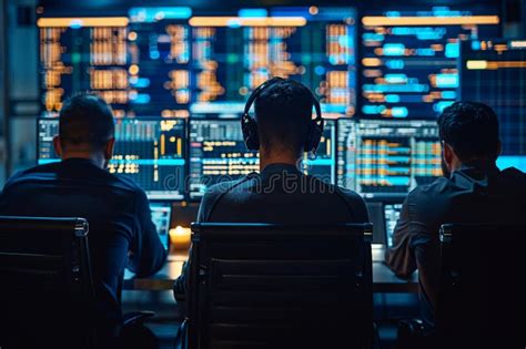 Cybersecurity Experts Monitoring Systems For Potential Threats Stock Illustration Illustration