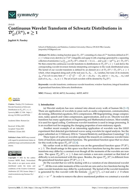 Pdf Continuous Wavelet Transform Of Schwartz Distributions In Dl2′ Rn
