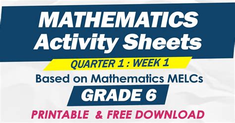 Math Activity Sheet For Grade 6 Quarter 1 Week 1 Free Download