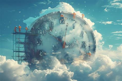 A Whimsical Depiction Of Cloud Workers Adjusting The Settings On A