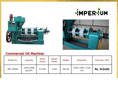 Single Screw Commercial Oil Expeller Machine Capacity 3 Tonday At Rs