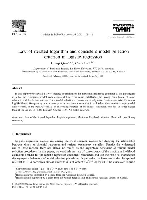 Pdf Law Of Iterated Logarithm And Consistent Model Selection