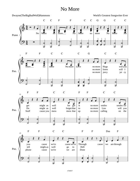 No More Sheet Music For Piano Solo