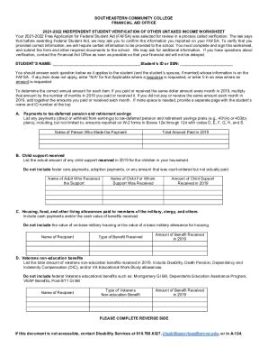 Fillable Online 21 22 Independent Student Verification Of Other Untaxed