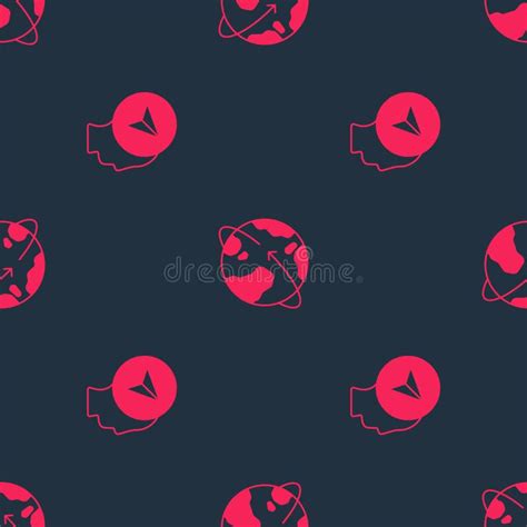 Set Map Marker With Human And Satellites Orbiting The Earth On Seamless Pattern Vector Stock