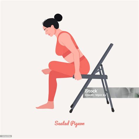 앉아있는 비둘기 요가 포즈 요가 운동을 연습하는 젊은 여성 개체 그룹에 대한 스톡 벡터 아트 및 기타 이미지 개체 그룹
