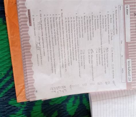 Water Worksheet 28 A Tick The Correct Option 1 Ocean Water Reaches