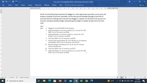 Solved E6 2b From The Following Transactions For Maggie