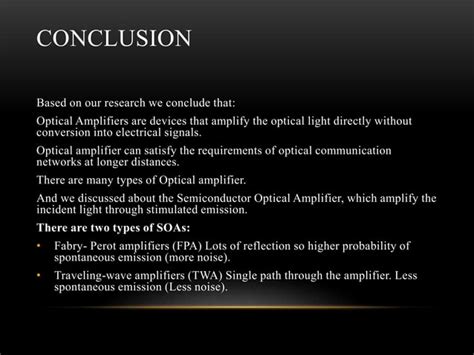 Semiconductor Optical Amplifier Soa Pptx Computer Networking Computing