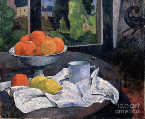 Still Life With Bowl Of Fruit And Lemons Painting By Paul Gauguin Fine Art America