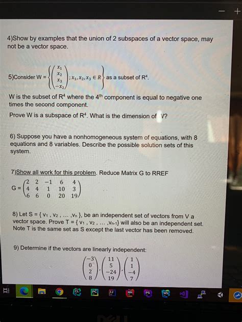 Solved Show By Examples That The Union Of Subspaces Of A Chegg