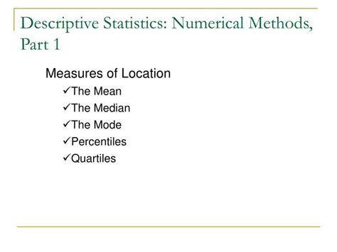 PPT Descriptive Statistics Numerical Methods Part PowerPoint Presentation ID