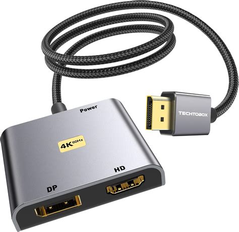 Amazon Com TECHTOBOX DisplayPort To Dual Monitor Adapter 4K 60Hz DP To HDMI And DisplayPort
