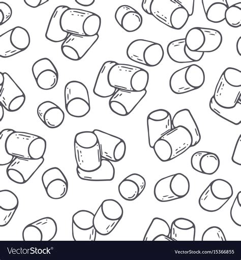 Outline Seamless Pattern With Marshmallow Vector Image