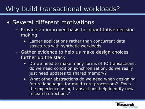 Ppt Why Build Transactional Memory Workloads Powerpoint Presentation